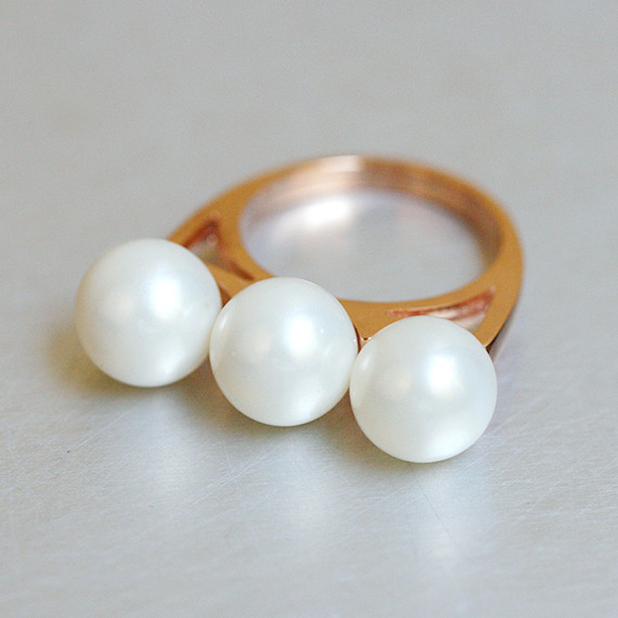 Three Shell Pearl Bar Ring Sterling Silver - kellinsilver.com