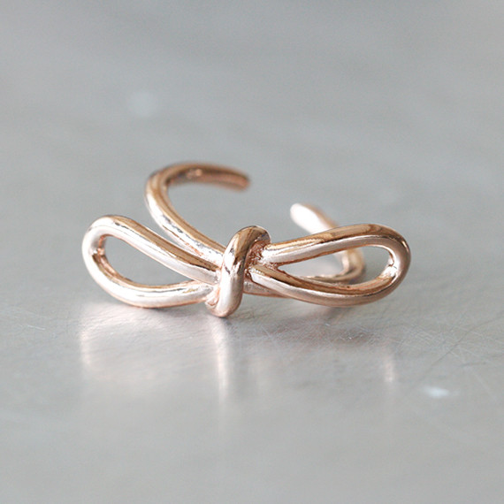 White Gold Promise Bow Knot Ring Sterling Silver - kellinsilver.com