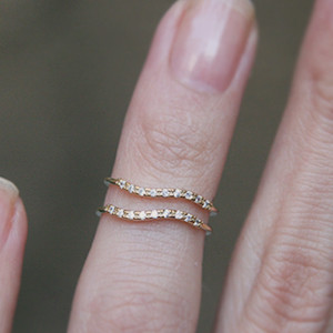 CZ Wave Two Finger Ring Gold at Kellinsilver - two finger jewelry ...