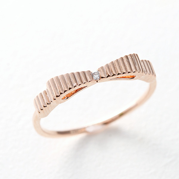 CZ Simple Bow Ring White Gold - kellinsilver.com