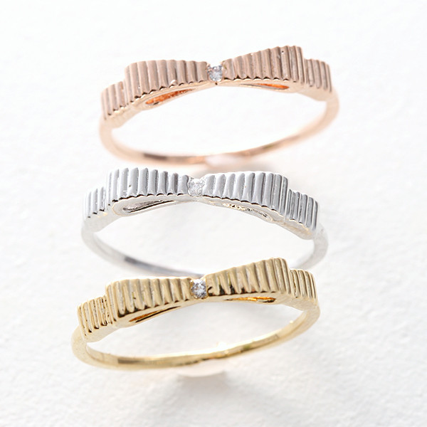 CZ Simple Bow Ring White Gold - kellinsilver.com