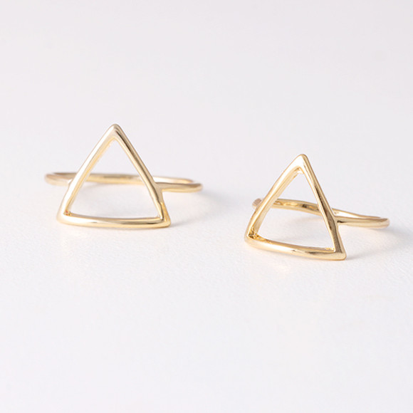 Gold Triangle Midi Rings Set of 2 - kellinsilver.com