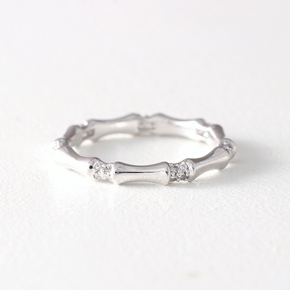 CZ Bone Band Ring White Gold - kellinsilver.com