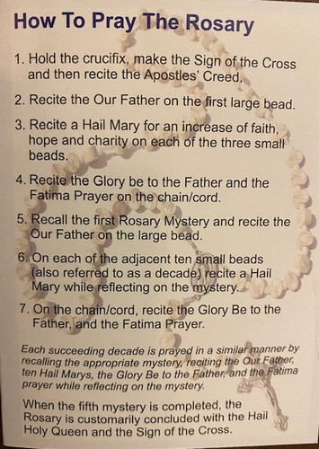 How to pray the Rosary - Fold over card