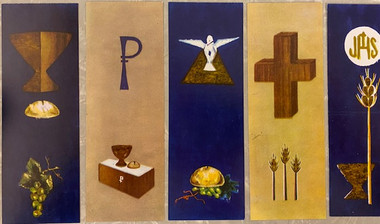 Liturgical Symbol Unique Holy Cards - set of 5 - Vintage