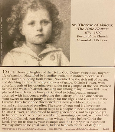 St. Therese of Lisieux Prayer Card