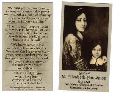 St. Elizabeth Ann Seton Prayer Card (Q029-PC122-St. Elizabeth Ann Seton ...