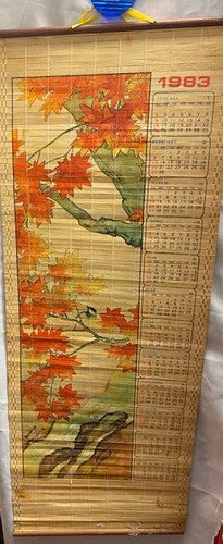 ASIAN ART BAMBOO SCROLL CALENDAR VINTAGE 1983