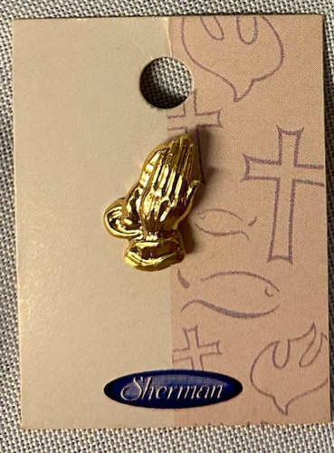 Gold-tone Praying Hands Lapel Pin