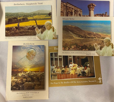 Vintage set of 5 unused Postcards - Pope JPII in the Holy Land