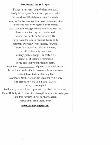 Re-Commitment Prayer to Service for and Surrender to God