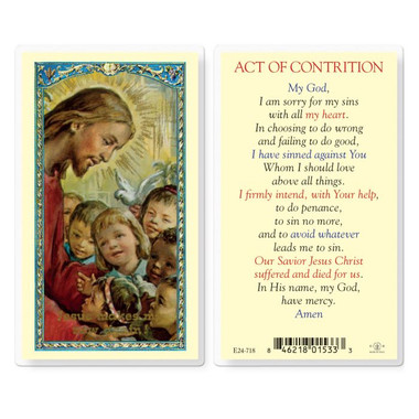 Act of Contrition with Christ Kids Laminated Holy Card