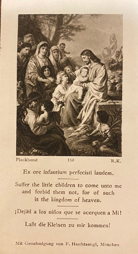 Lovely Vintage Holy Card - Latin - Jesus with Children