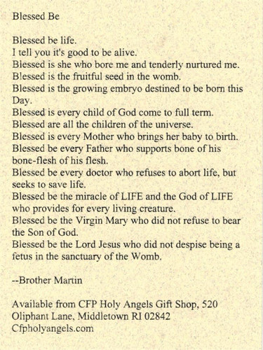 Blessed Be Pro-Life Prayer Card