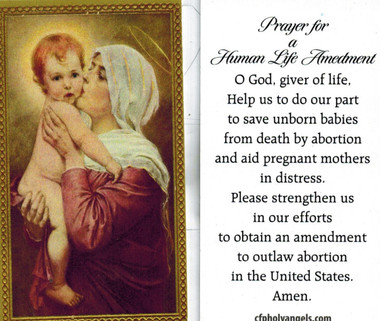 Prayer for a Human Life Amendment Card, Human Life Amendment Card Prayer