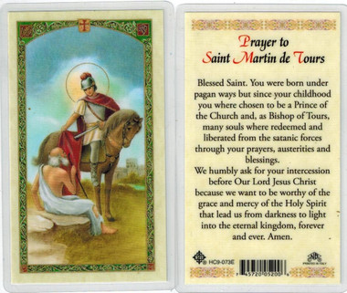 Prayer to St. Martin de Tours, laminated prayer card