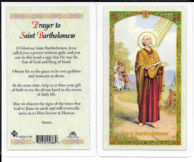 Laminated Prayer Card to Saint Bartholomew