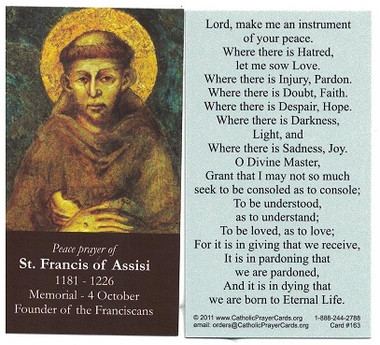 St. Francis Of Assisi Peace Prayer Card (RC080)