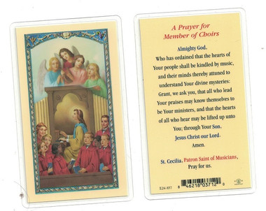 Prayers For Member Of Choirs Laminated Prayer Card (RR339-CHOIR)