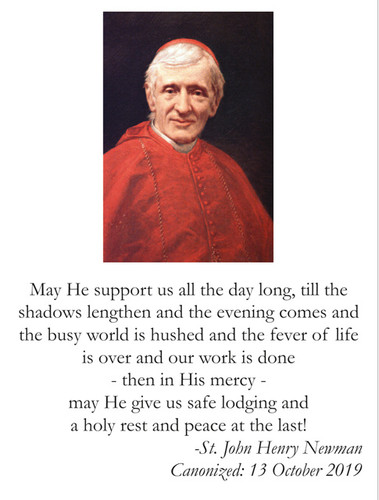 Saint John Henry Cardinal Newman Commemorative Prayer Card