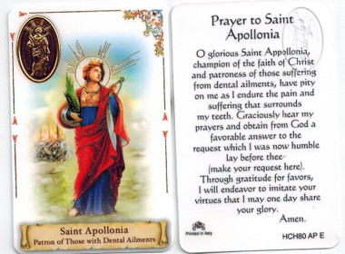 St. Apollonia Patron of Those with Dental Ailments Prayer Card