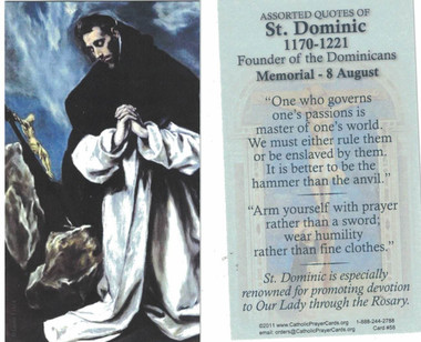 Quotes of Saint Dominic Prayer Card