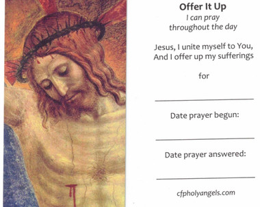Offer It Up prayer card--offer up your sufferings as a prayer