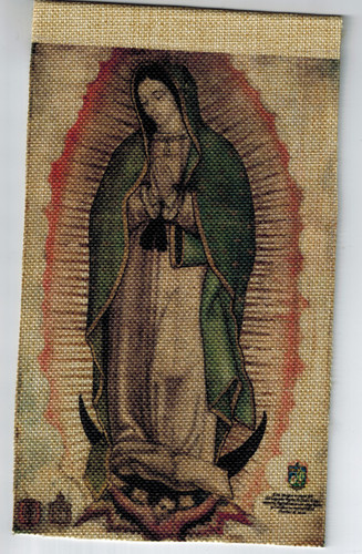 Our Lady of Guadalupe Mini Tilma - True Image on Faux Jute