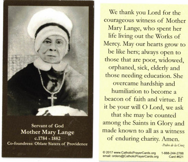 Mother Mary Lange Prayer Card