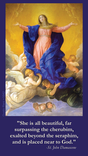 Our Lady of the Assumption Prayer Card with prayer by Pope Pius XII