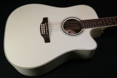 TAKAMINE GD37CE-12 PW 12- String Gloss Pearl White Dreadnought Cutaway ...