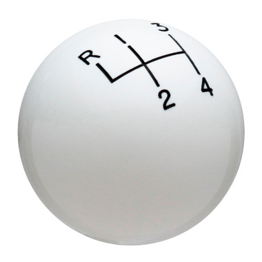 White 4 Speed Reverse Upper Left Shift Knob with Engraved Shift Pattern