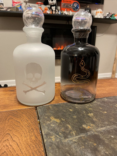 2022 Target Glass Potion Bottles - Bullseye Skull & Snake