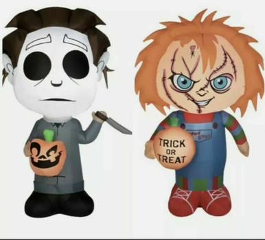 Halloween Duo: 5 Ft LED Airblown Inflatables - Michael Myers and Chucky