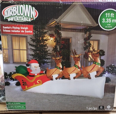 11Ft Santas Sleigh & 3 Reindeer - Christmas Inflatable