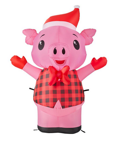5Ft Pre-Lit Led Airblown Pig Inflatable: Festive Christmas Decor