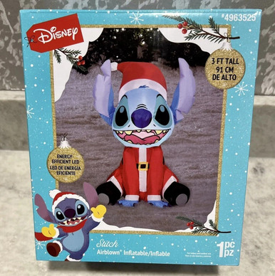 Lighted Disney Stitch Inflatable With Santa Suit