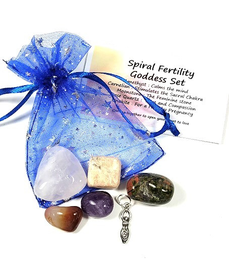 Crystal Medicine Set with Fertility Spiral Goddess