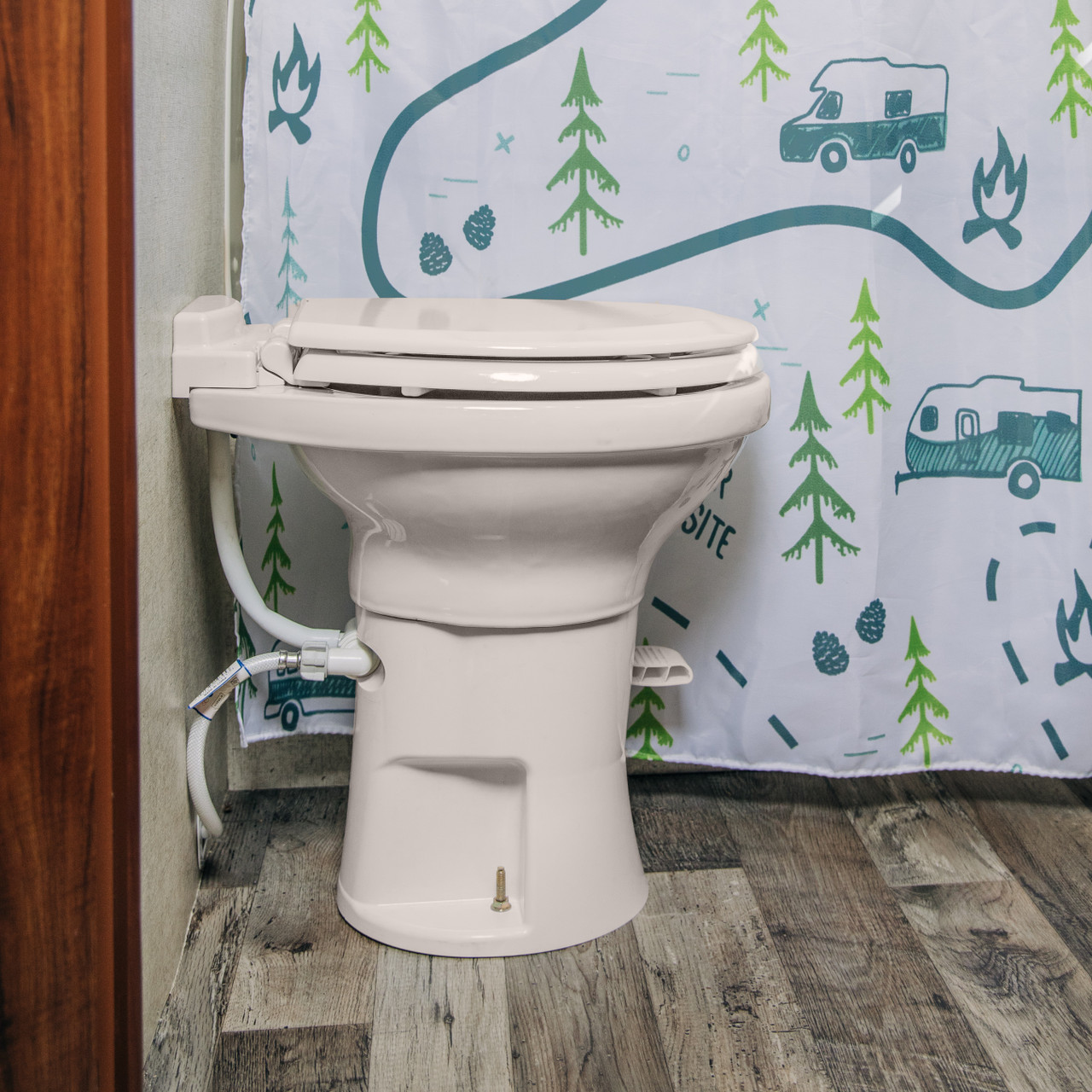 Camco Premium Ceramic RV Toilet with Ergonomic Design, Bone