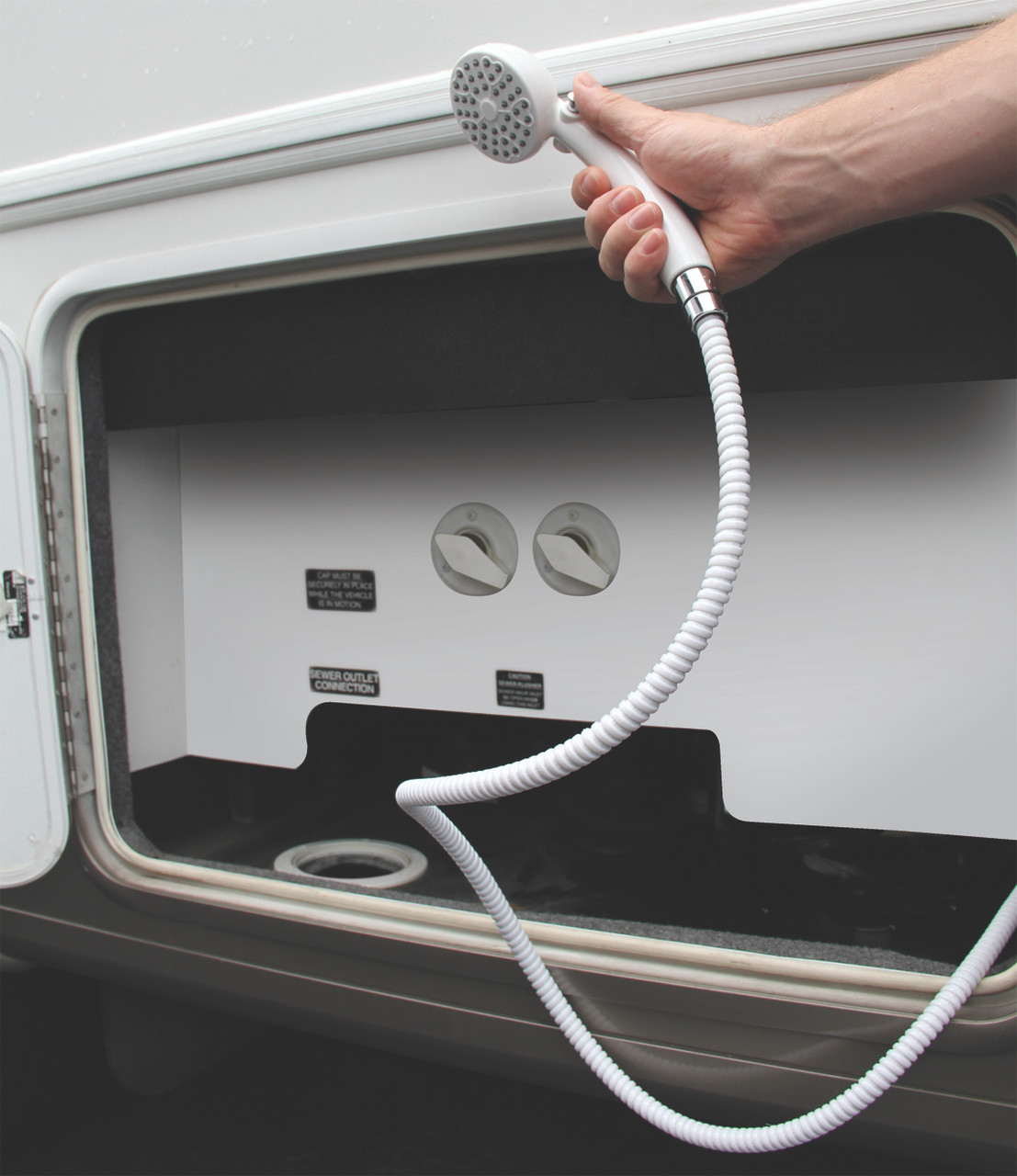 Camco RV Outdoor Shower Head with On/Off Switch, White 44023 - Camco Dealer