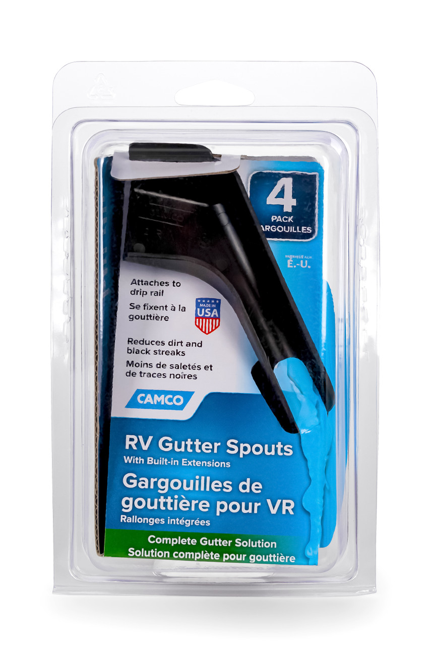 Camco RV Gutter Spouts with Built-In Extensions, Black, 4-Pack 42452 ...