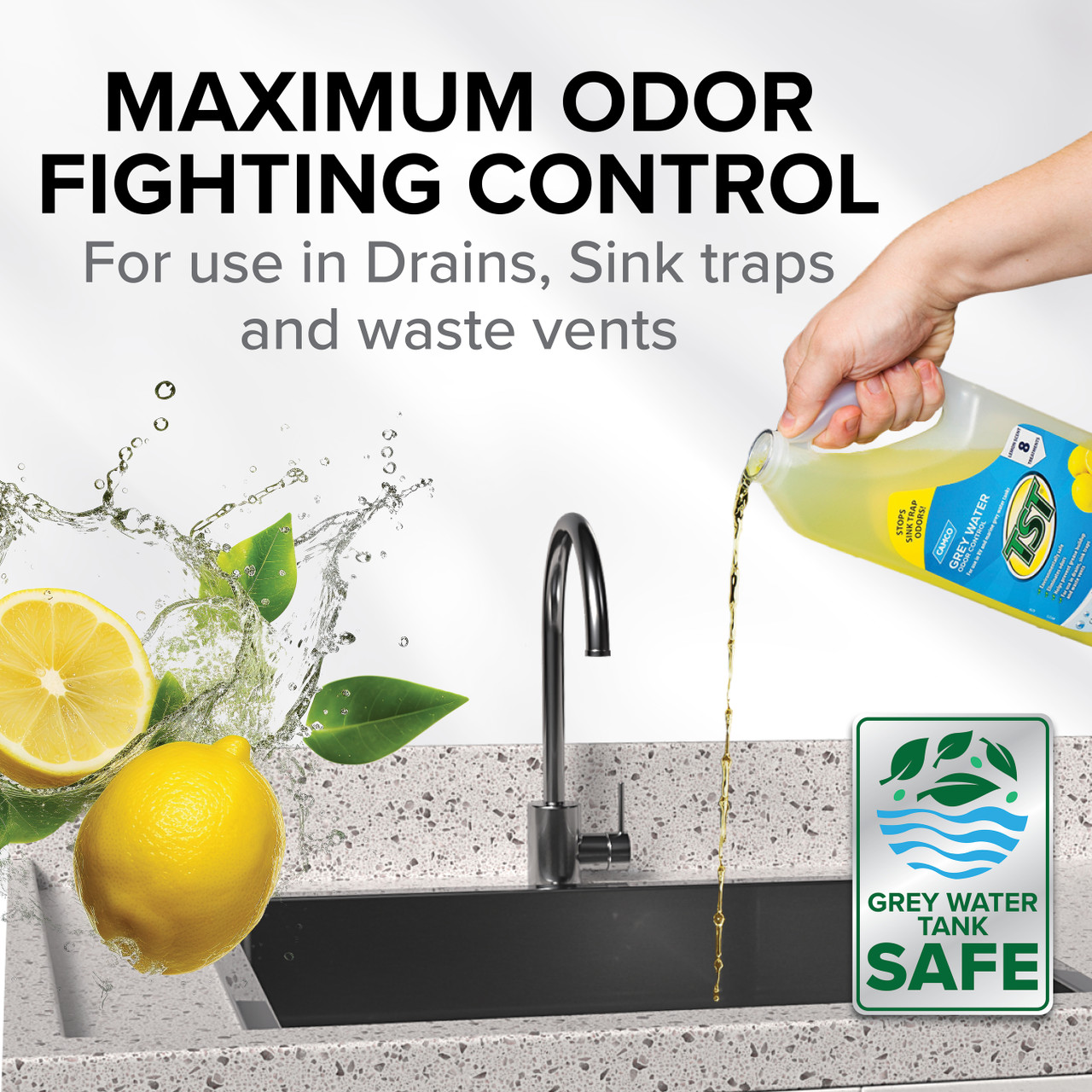 TST Grey Water Odor Control, Lemon Scent, 32 oz 40252 - Camco Dealer