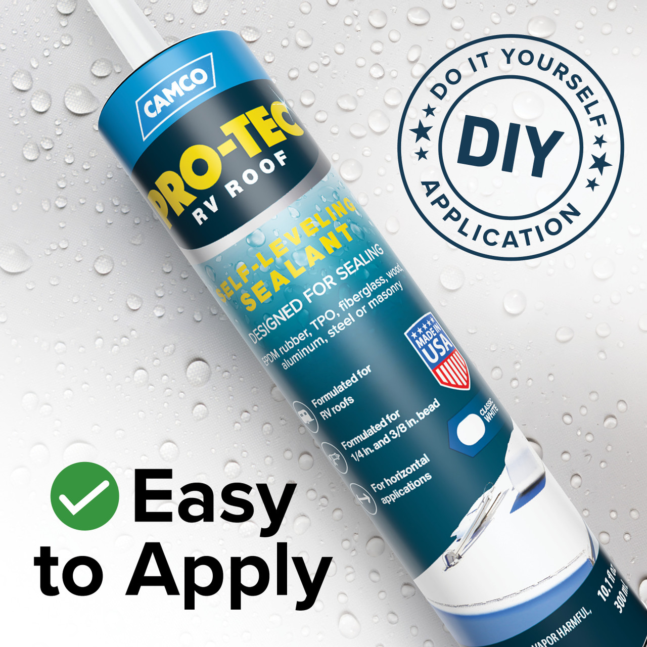 Camco Pro-Tec Self-Leveling RV Roof Sealant — Classic White — 10.1 fl ...