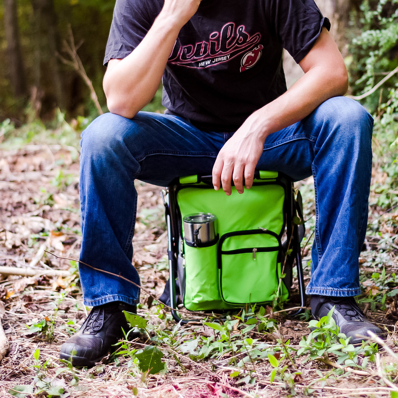 Camping Stool Backpack, Cooler Green 51909 - Camco Dealer