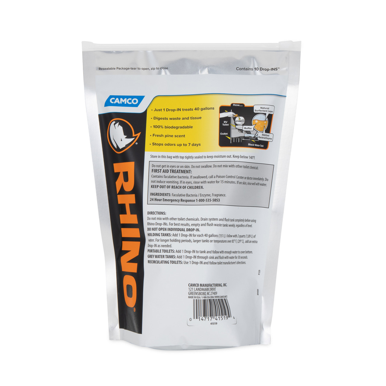 RhinoFLEX Premium Enzyme RV Holding Tank Treatment Drop-INs, Pine Scent ...