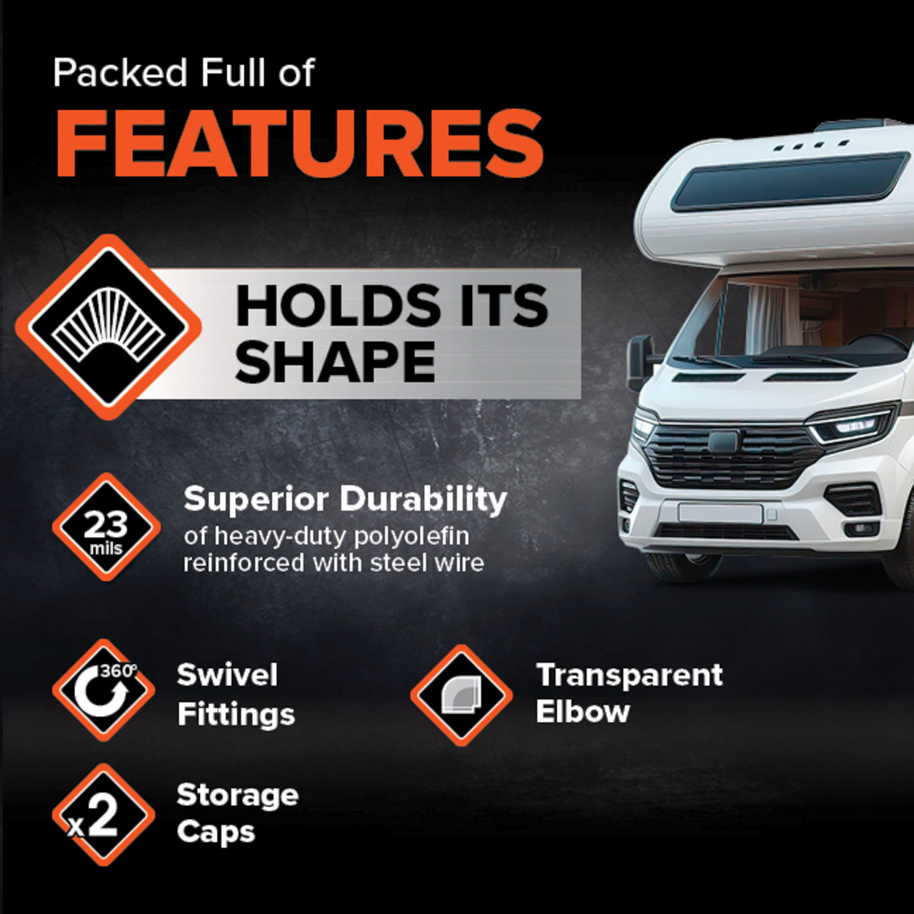 RhinoFLEX 15' Camper/RV Sewer Hose Kit — Includes 4-in-1 Adapter, Clear ...