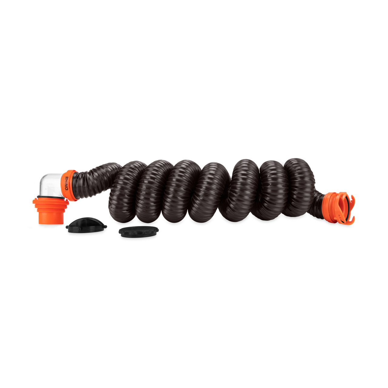 RhinoFLEX 15' Camper/RV Sewer Hose Kit — Includes 4-in-1 Adapter, Clear ...