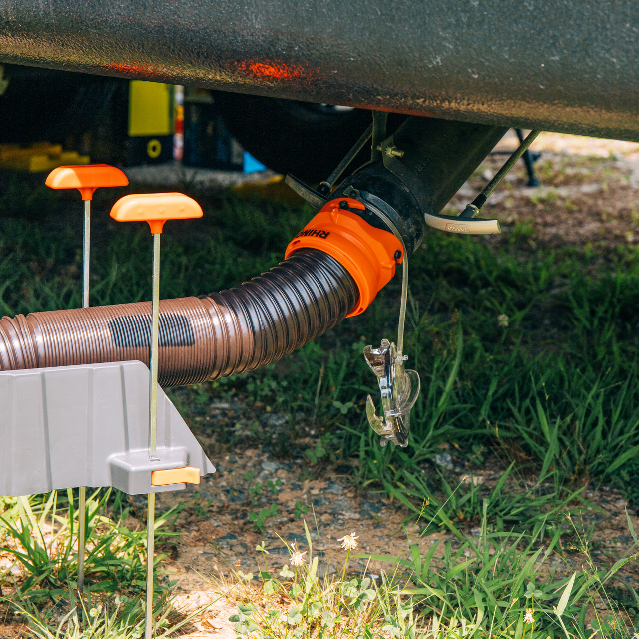 RhinoFLEX 15' Camper/RV Sewer Hose Kit — Includes 4-in-1 Adapter, Clear ...