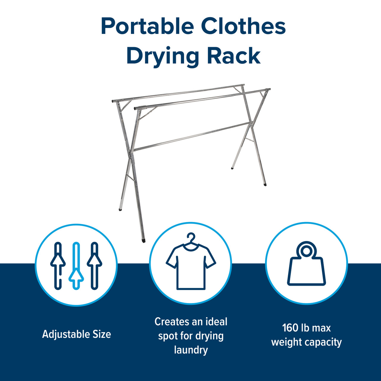 Camco Portable Clothes Drying Rack | Features 3 Horizontal Drying Rods ...