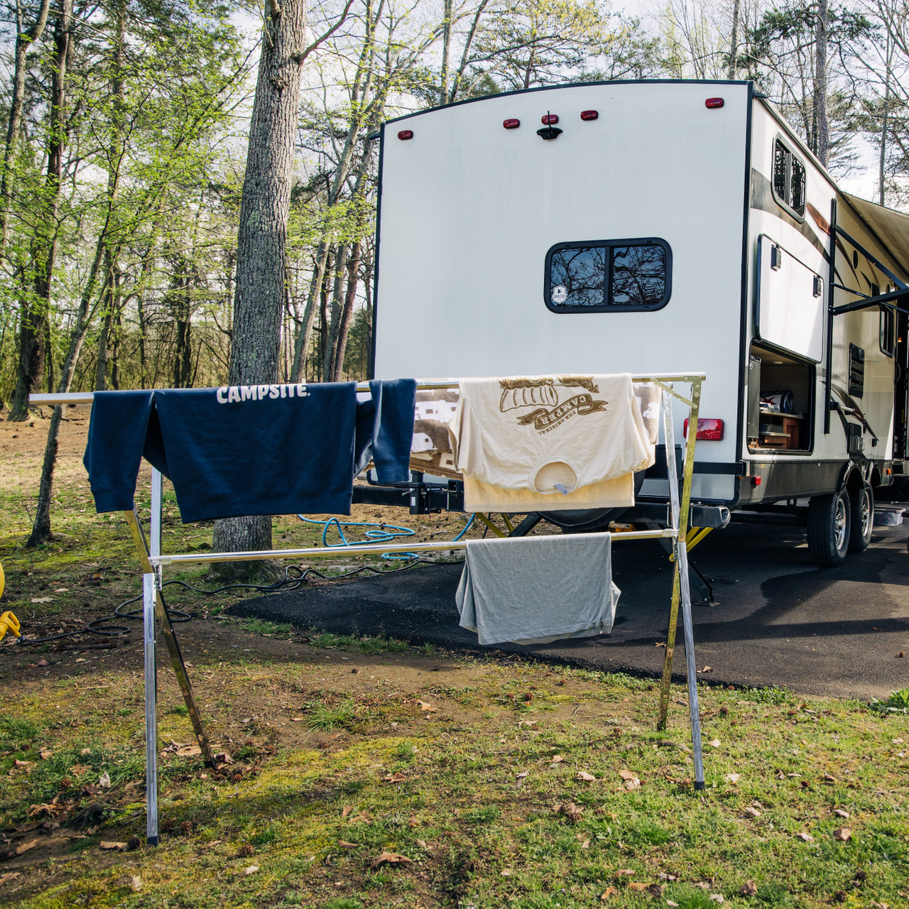 Camco Portable Clothes Drying Rack | Features 3 Horizontal Drying Rods ...